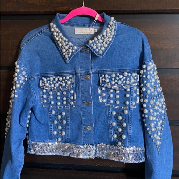 Jackets & Coats | Womens Embellished Denium Cropped Jacket | Poshmark